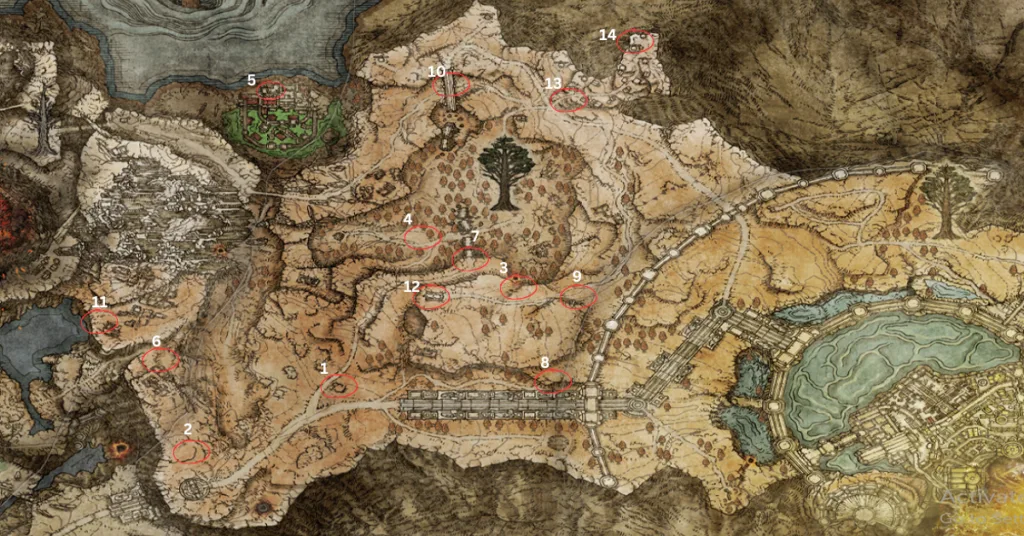 Elden Ring: Altus Plateau Sites of Grace - All Sites